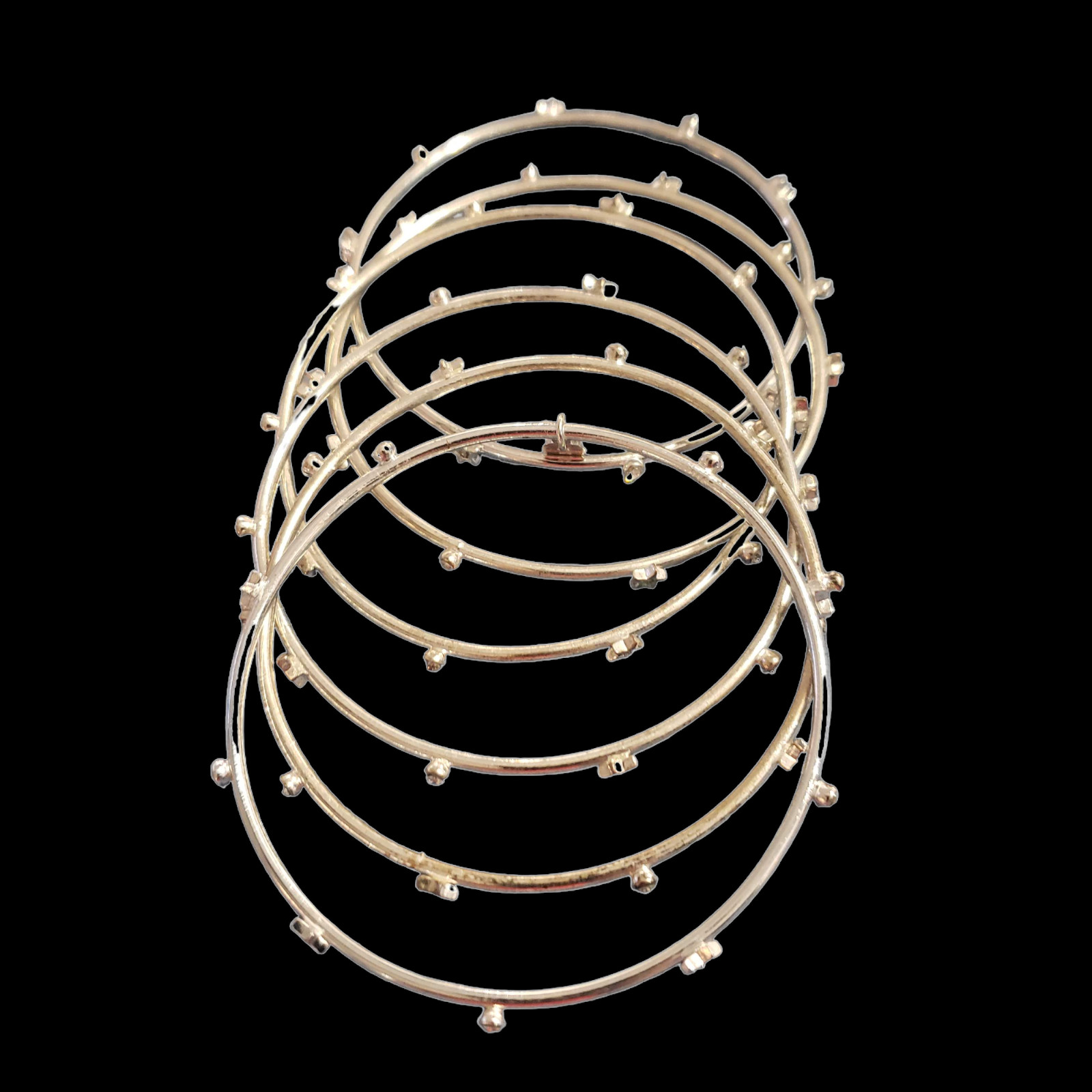 6 Stacking Stars & Rhinestones Bracelets Bangles Silv… - Gem