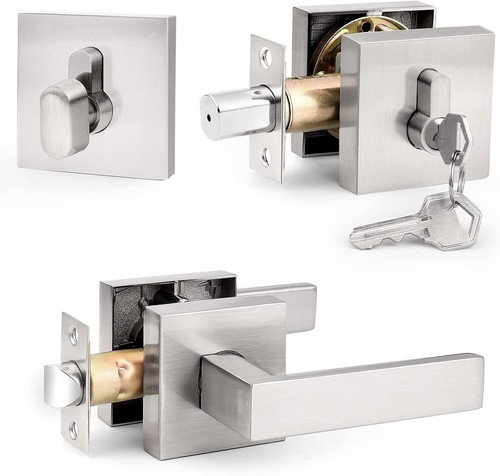 Exterior Door Lock Set, Front Entry Door Locksets with Deadbolts,Keyed ...