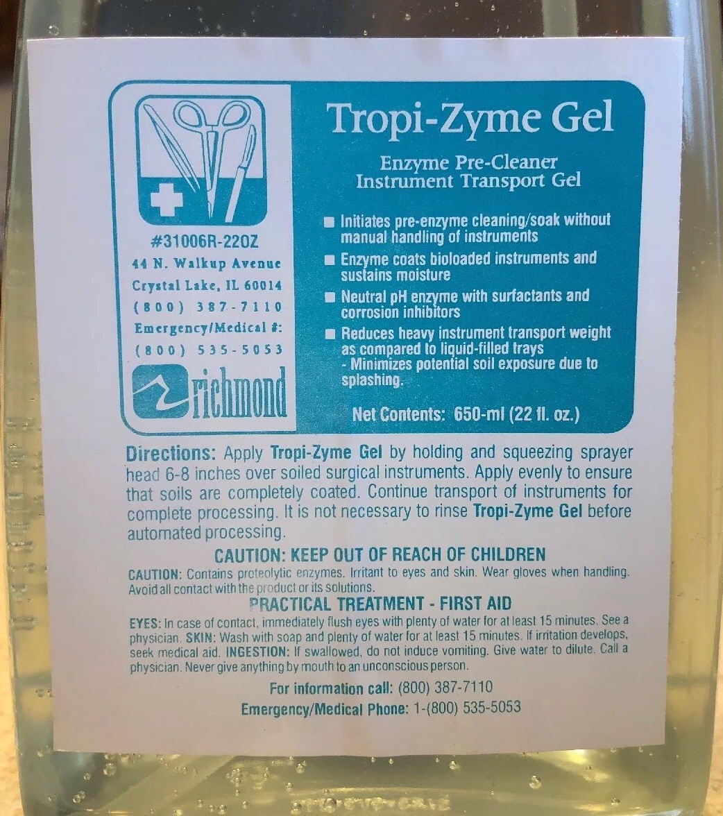 Tropi-Zyme Enzyme Pre Cleaner INSTRUMENT TRANSPORT GEL 22 oz SPRAY ...