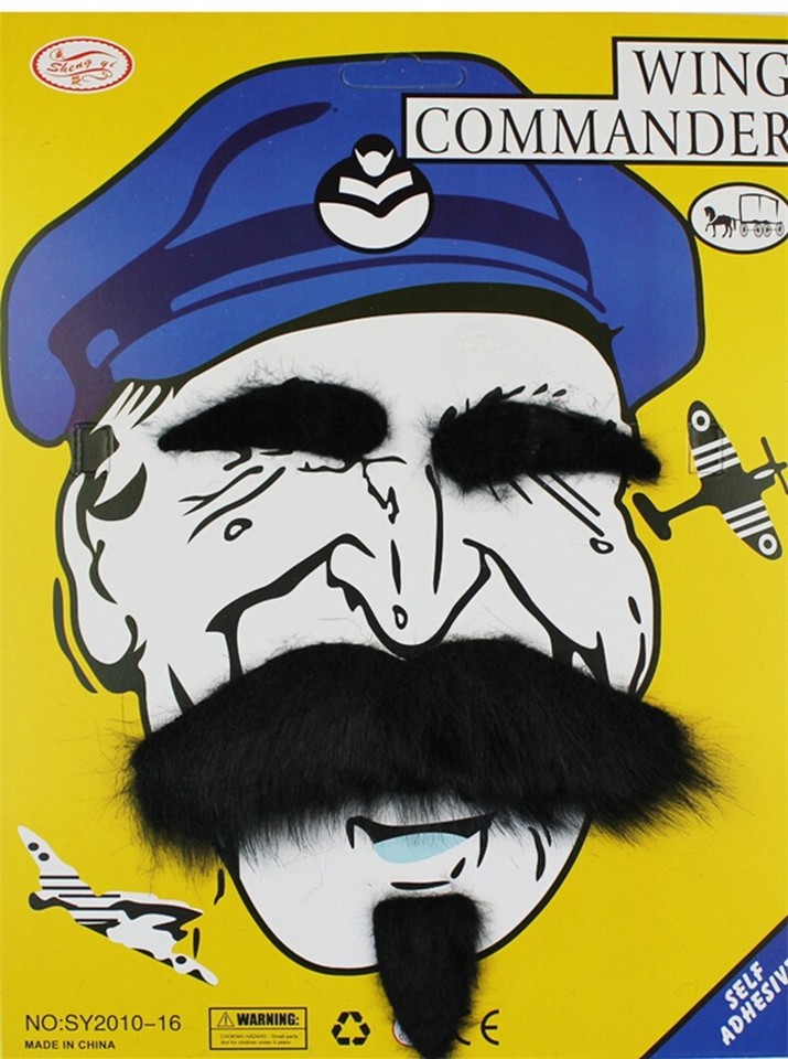 Mens Black Fake Mustache Self Adhesive Costume Sailor Moustache Kit ...