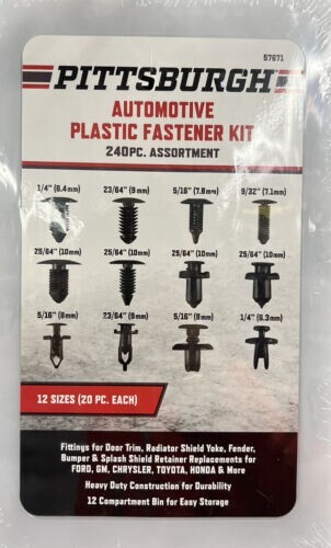 BRAND NEW Automotive Plastic Fastener Kit 240 Piece 12 sizes, 20 pieces ...