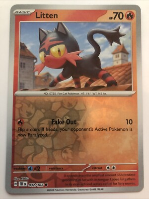 Pokémon TCG Temporal Forces Litten Reverse Holofoil 032/162 NM | eBay