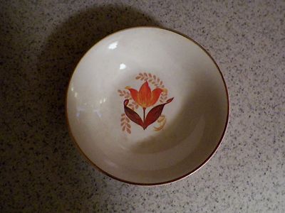 Vintage Bakerite oven tested 22K gold ORANGE TULIP SMALL BOWL 6" | eBay
