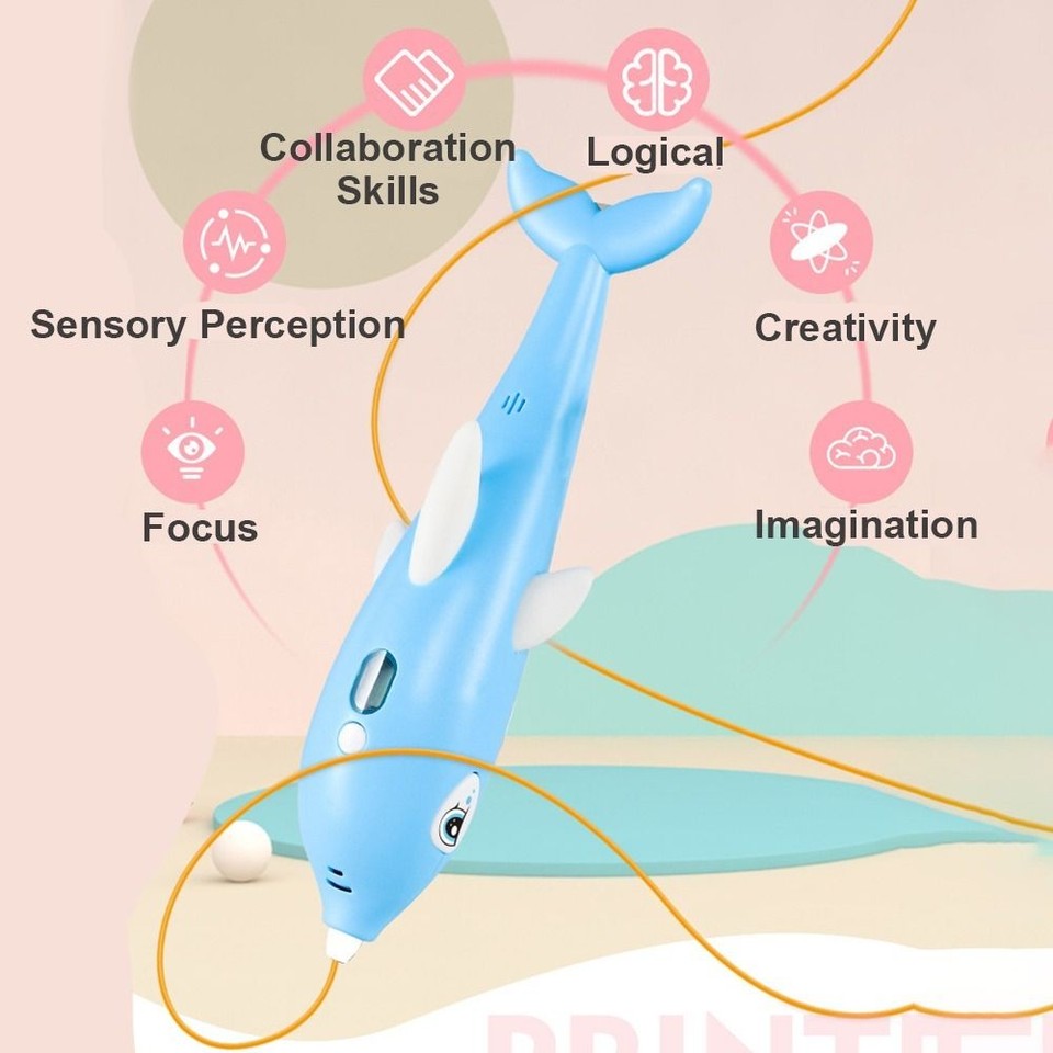 DIY 3D Pens Dolphin Shape Drawing Pen Creative 3D Printing Pen Children ...