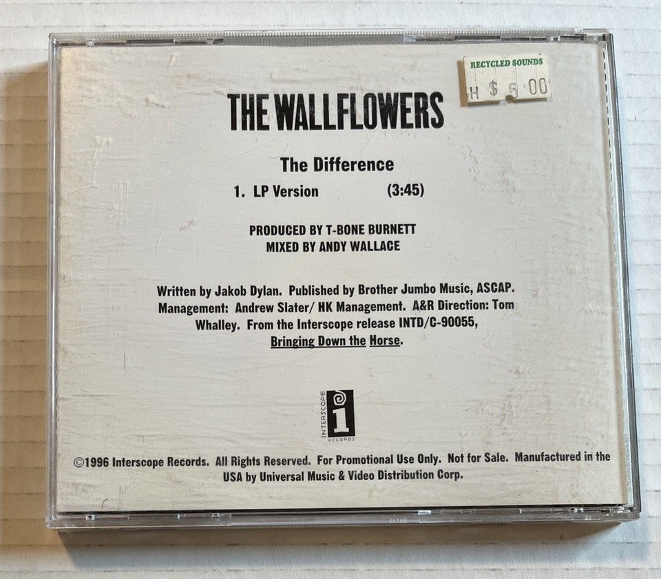 The Wallflowers The Difference CD (PROMO Single 1997) - Excellent Cond. | eBay