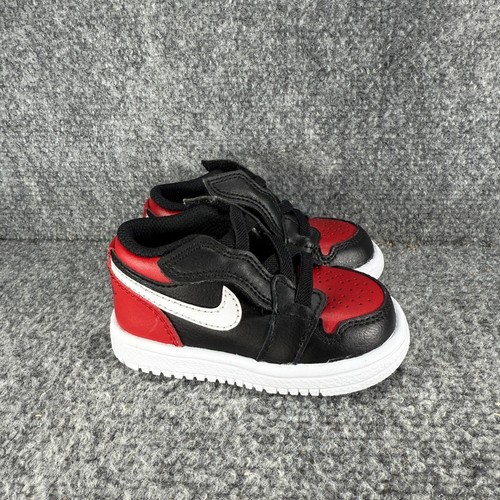 Jordan 1 Low Bred Toe Toddler 4c Shoes Black Red Athletic Sneakers | eBay