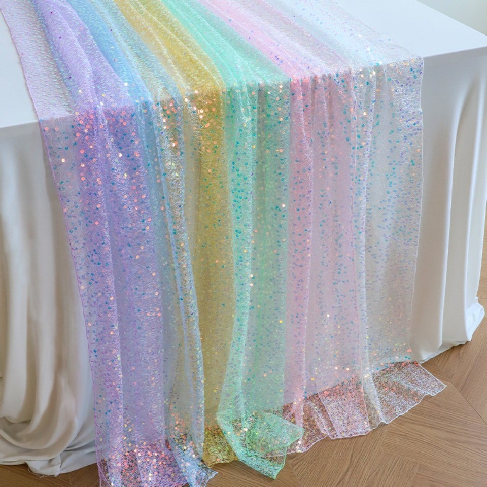 Rectangular Mermaid Theme Table Runner Glitter Table Cover Home ...