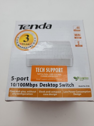Tenda Desktop Switch 5 Ports Ethernet 10/100Mbps Compact Low ...
