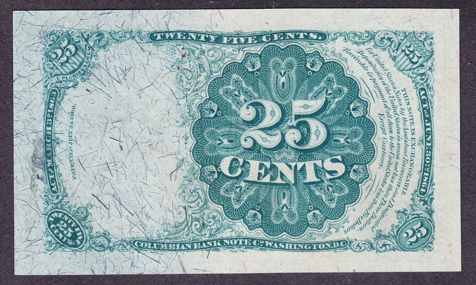 US 25c Fractional Currency Note 5th Issue FR 1309 Ch CU Position 19-B ...