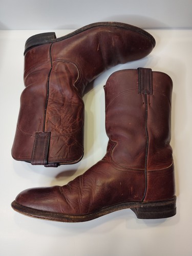 Justin Men’s 3411 Brown Kipskin Cowboy Western Leather Roper Boots Size ...