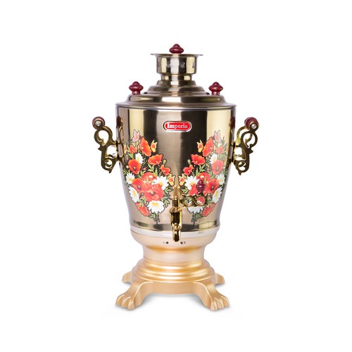 Elektrischer Samowar Edelstahl 3,2 L gold Samovar Teekocher Самовар ...