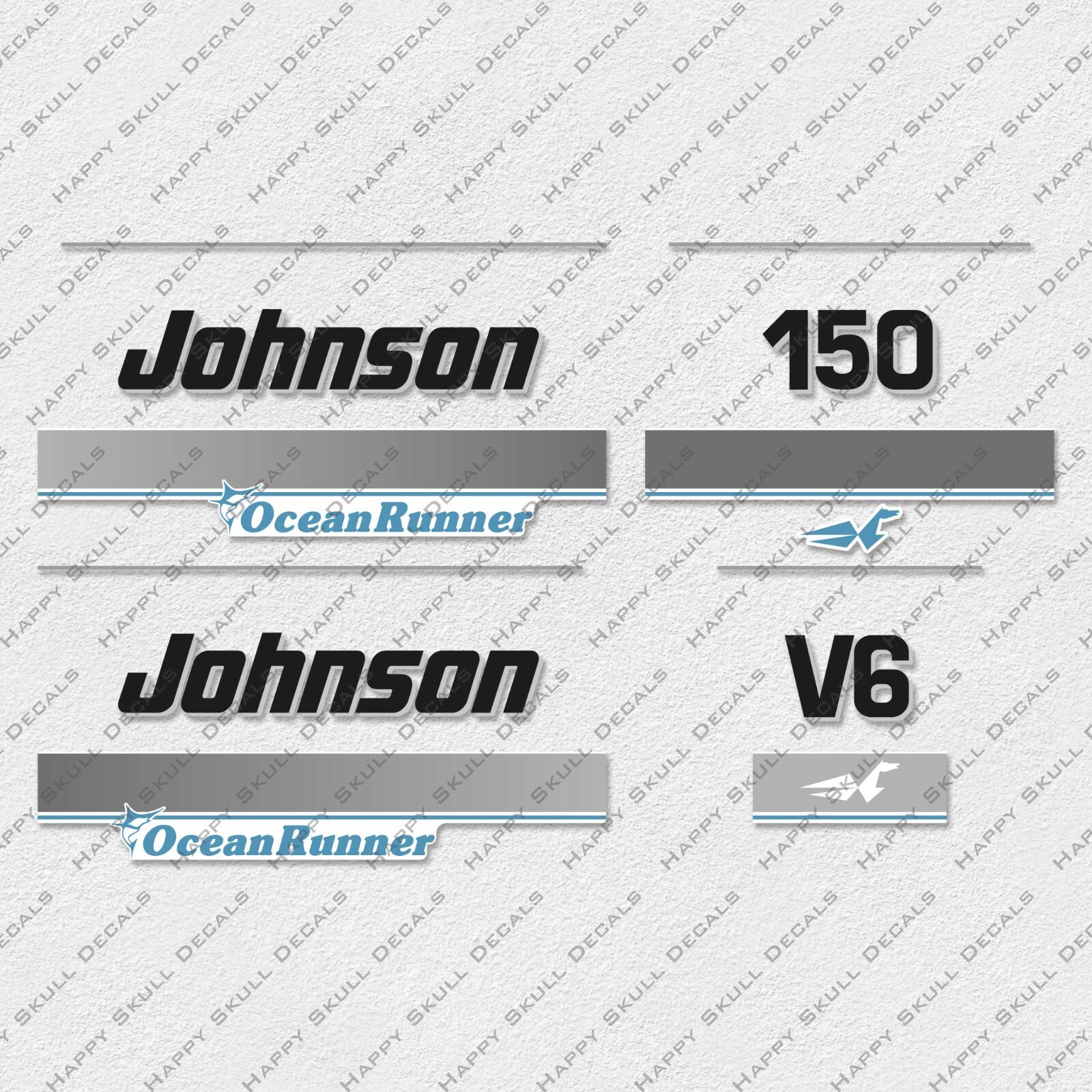Johnson 150 HP V6 Ocean Runner 1993-1998 Outboard Decals Sticker Set | eBay