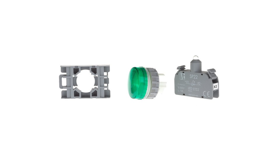 Lampka sygnalizacyjna 22mm zielona 24-230V AC/DC SP22-LZ-LED-UNIAC/DC ...