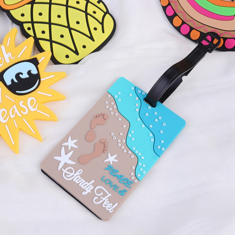 6pcs Creative Beach Theme Name Holder Travel Luggage Tags Set Coconut ...