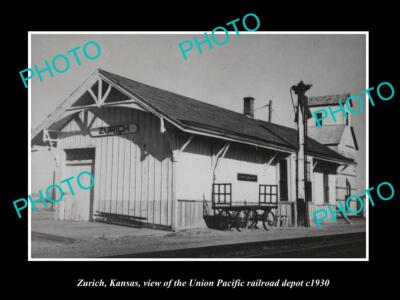 OLD LARGE HISTORIC PHOTO OF ZURICH KANSAS THE UNION RAILROAD DEPOT ...