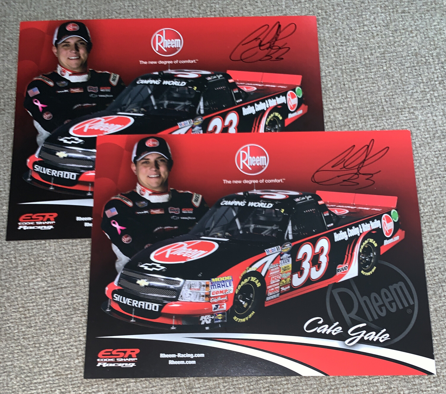 Cale Gale Signed 2012 Rheem Truck Postcard Hero Card NASCAR Auto COA x ...
