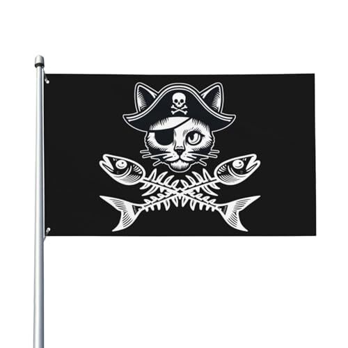 Pirate Cat Skull Flag 3x5 ft Garden Yard Banner Indoor Outdoor Color 8 ...