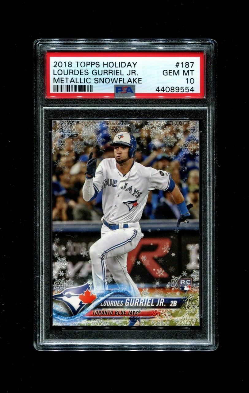 2018 LOURDES GURRIEL JR. TOPPS HOLIDAY #187 METALLIC SNOWFLAKE PSA 10 ...