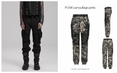 Punk Rave Men's Black Punk Jeans Black Patch Pockets Pants Denim Slim ...