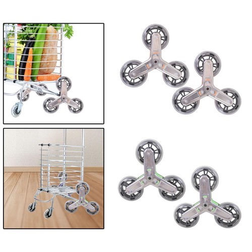 2x Triangle Stair Climbing Wheels Heavy Duty Trolley Assembly Roller ...