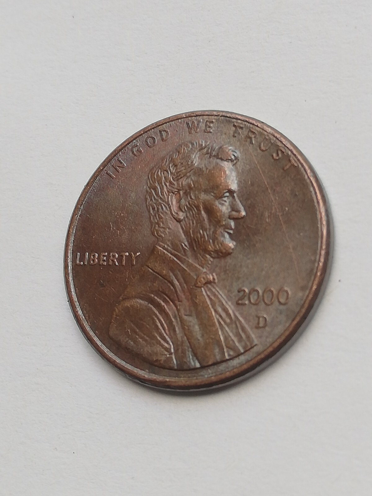 2000 Lincoln Penny D Mint Mark Close AM Very Nice Blue Toning. | eBay