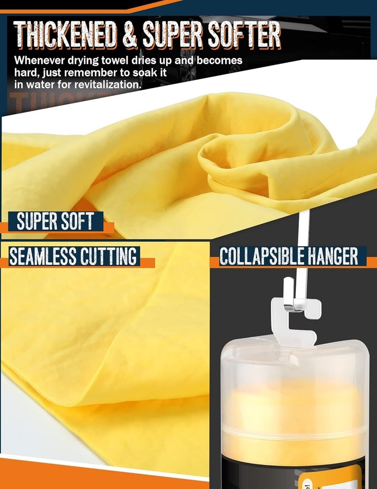 1 Car Wash Chamois Shammy Towel Synthetic Super Absorbent Drying Cloth ...