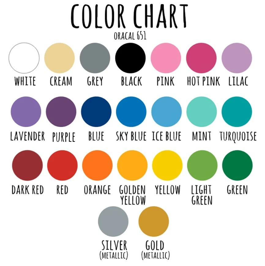 Oracal Vinyl Color Chart