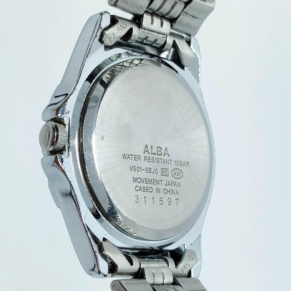 Seiko Alba V501-0BJ0 Ladies Quartz Watch Analog Replaced Battery Free ...