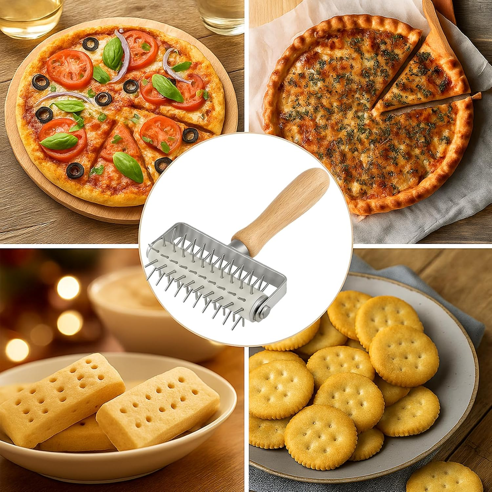 Pizza Dough Docker Roller Stainless Steel, Pin Puncher Dough Hole Maker ...