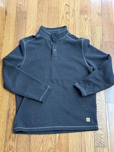 GH Bass Mens Large Long Sleeve Quarter Button Pockets Pullover Gray | eBay