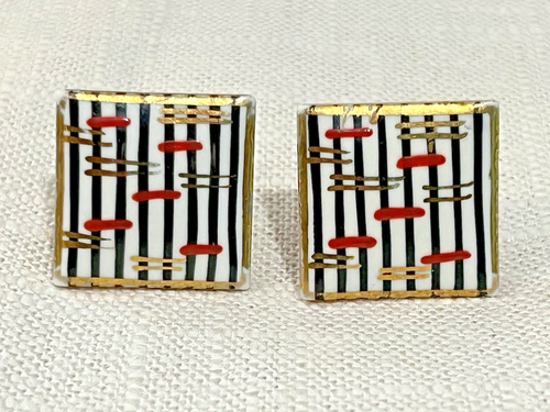 Pair of Victoria Fleming MCM Cufflinks Red Gold Black & White | eBay