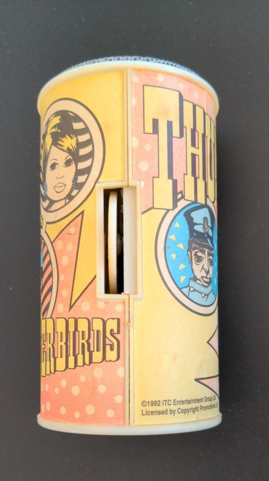 VINTAGE 1992 Thunderbirds Portable AM Radio Cylinder 5" tall x 3 ...