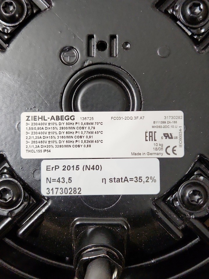 *NEW OLD STOCK* ZIEHL-ABEGG FC031-2DQ.3F.A7 12" Axial Exhaust Fan + Warranty! | eBay