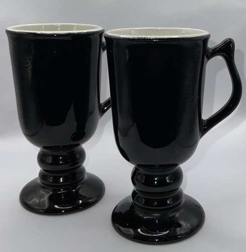 Hall 1272 Black and White Two Tone Pedestal Mugs Irish Coffee 1272 ...