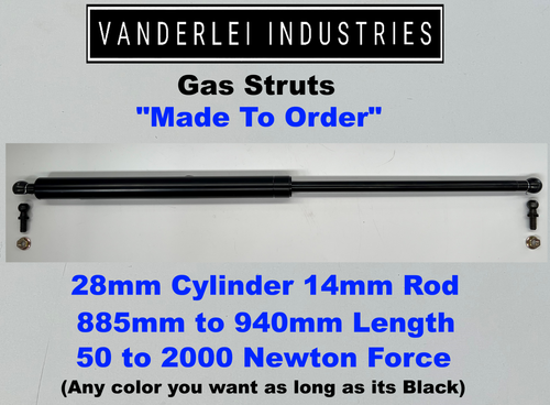 Gas Struts MADE TO ORDER 28mm Cylinder 14mm Rod 885~940mm Length 50 ...