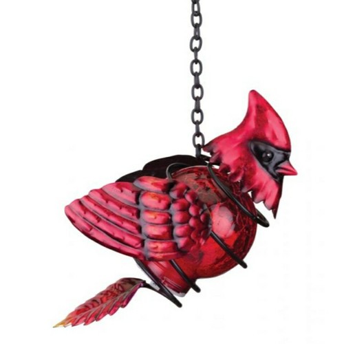 BIRD SOLAR LANTERN CARDINAL REGAL ARTS 12548 GLOWS GARDEN YARD DECOR ...