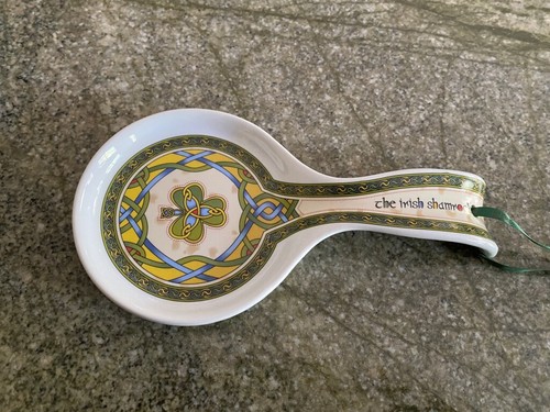 Irish Weave Ceramic Spoon Rest With Celtic And Shamrock Design 230Mm X ...