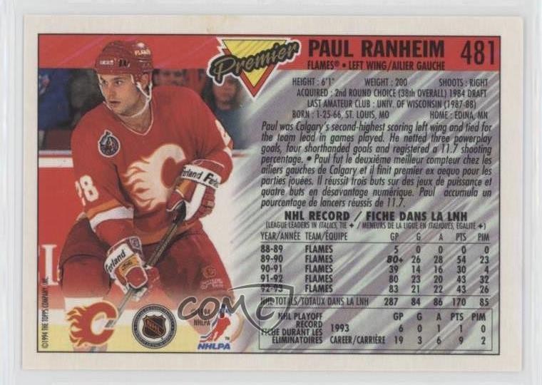 1993-94 O-Pee-Chee Premier Paul Ranheim #481 | eBay