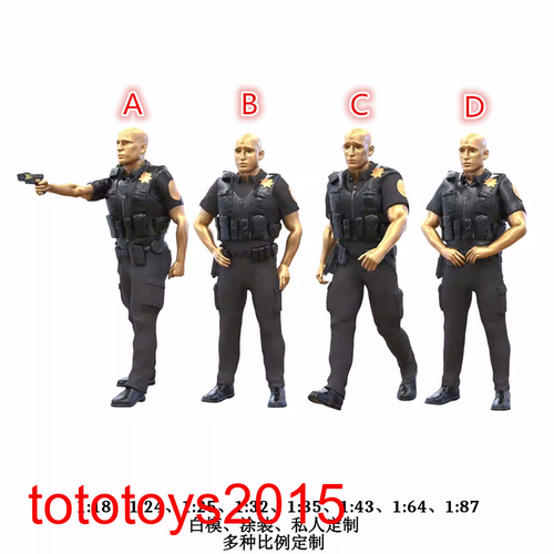 DIY 1/64 1/87 Police uniform man Scene Miniature Figures Doll For Car ...