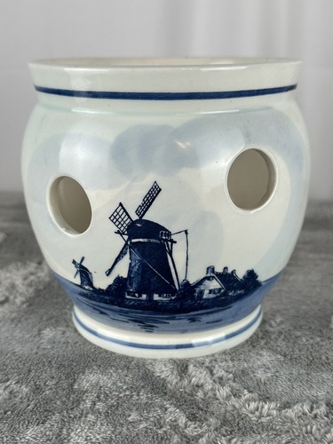 Delft Blue Hand Painted Blue and White Votive or Crocus Bulb Planter ...