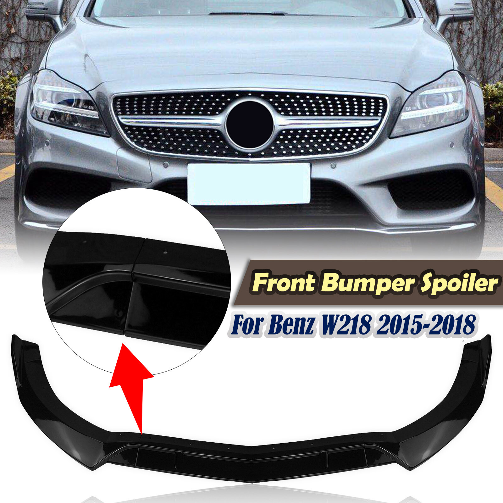 Front Spoiler Lip Kit For 2015-2018 2016 Benz W218 CLS-Class CLS400 ...