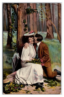 Early 1900s "Couple In Love" Young Kissing Couple Postcard (Posted 1908 ...