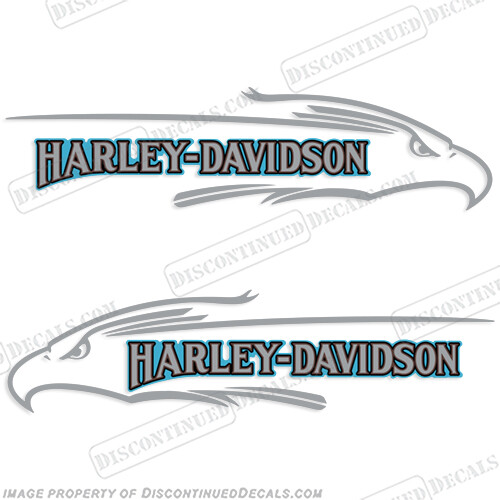 Fits Harley Davidson FXD Eagle Silver Blue Gas Tank Decals (Set of 2 ...