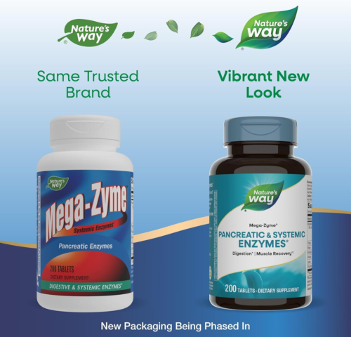 Nature's Way Mega-Zyme, Pancreatic & Systemic Enzymes*, 200 Count (Pack ...