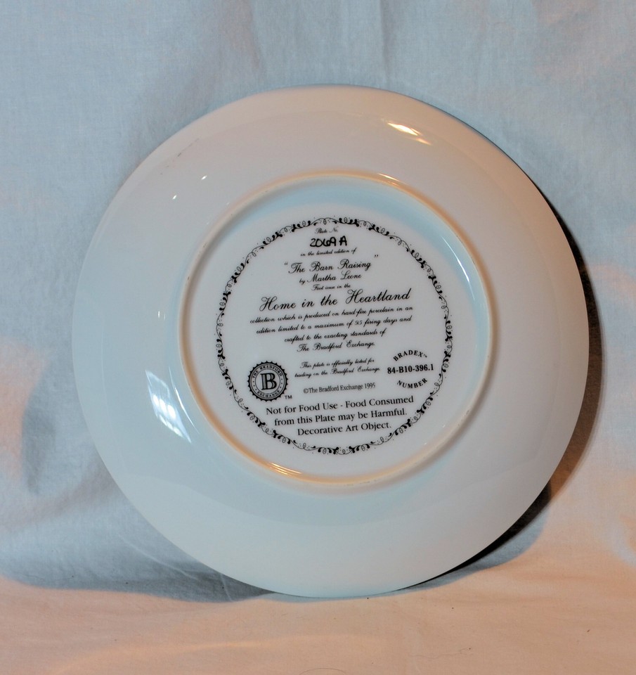 Bradford Exchange “Home in the Heartland” Plate 2069A The Barn Raising ...