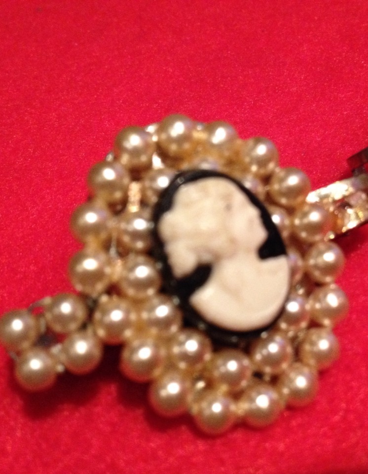 Set of 2 Vintage Scarf Pins, Cameo with pearls on metal back | eBay