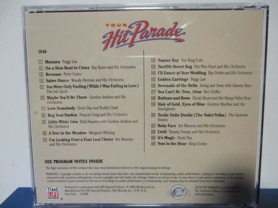 Time Life - Your Hit Parade - 1945 - CD - MINT condition - E20-1074 | eBay