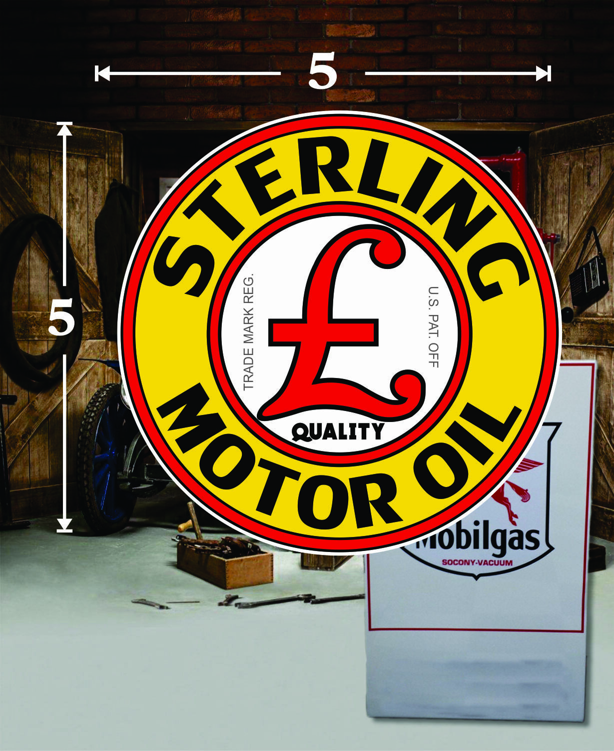 5" X 5" STERLING MOTOR OIL GAS VINYL DECAL LUBESTER OIL PUMP CAN ...