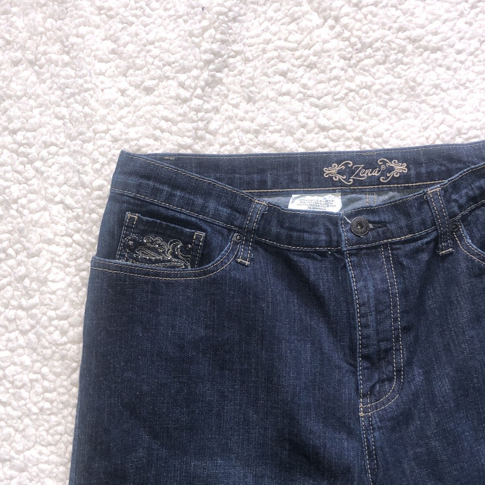 Zena Jeans Bootcut Denim Women's 12 Petite Blue 5-Pocket Mid Rise ...