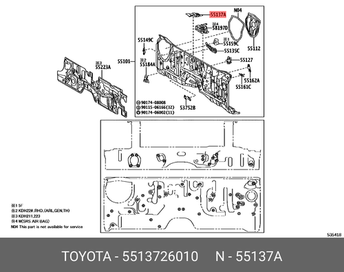Genuine OE brace, dash to frame, right, 5513726010 for TOYOTA 55137 ...